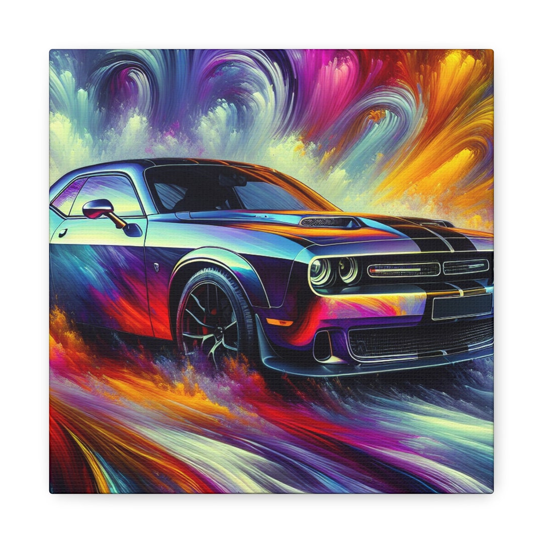 Dodge Challenger Artwork Muscle Car Canva Painting, Wall Art, Home ...