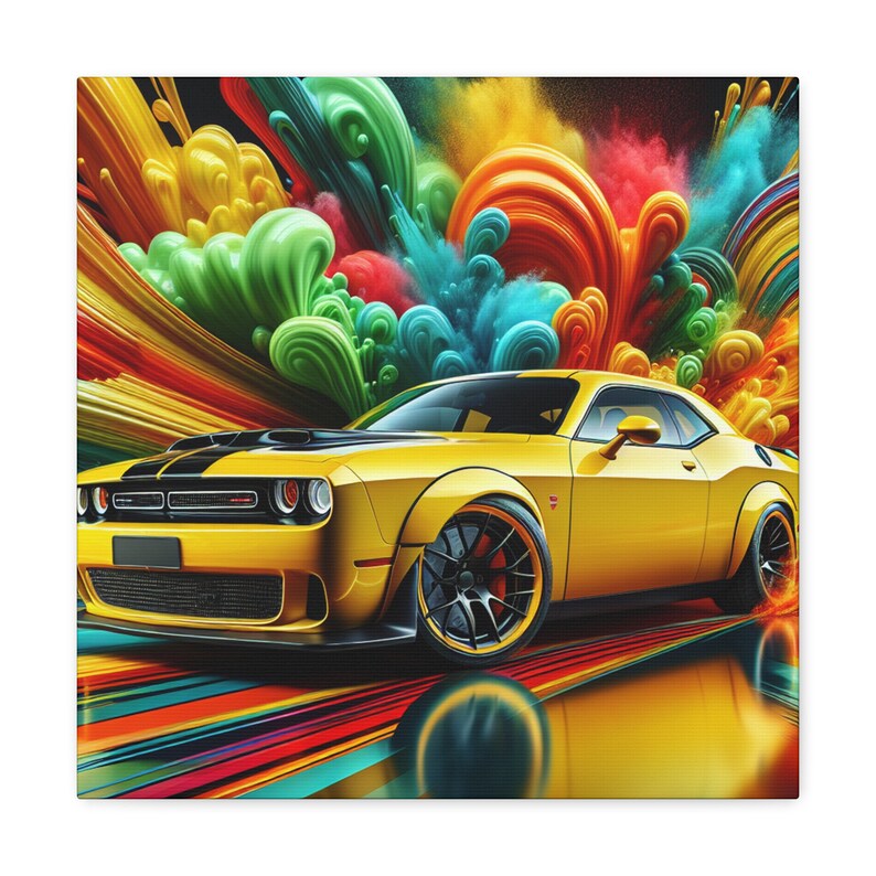 Dodge Challenger Car Wall Art Premium Canva Painting, Great for Home ...