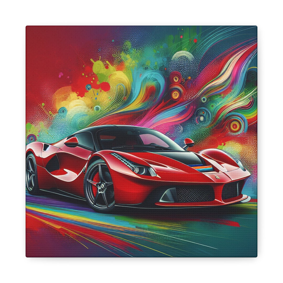Ferrari Luxury Sports Car Canva Painting Handcrafted Wall - Etsy