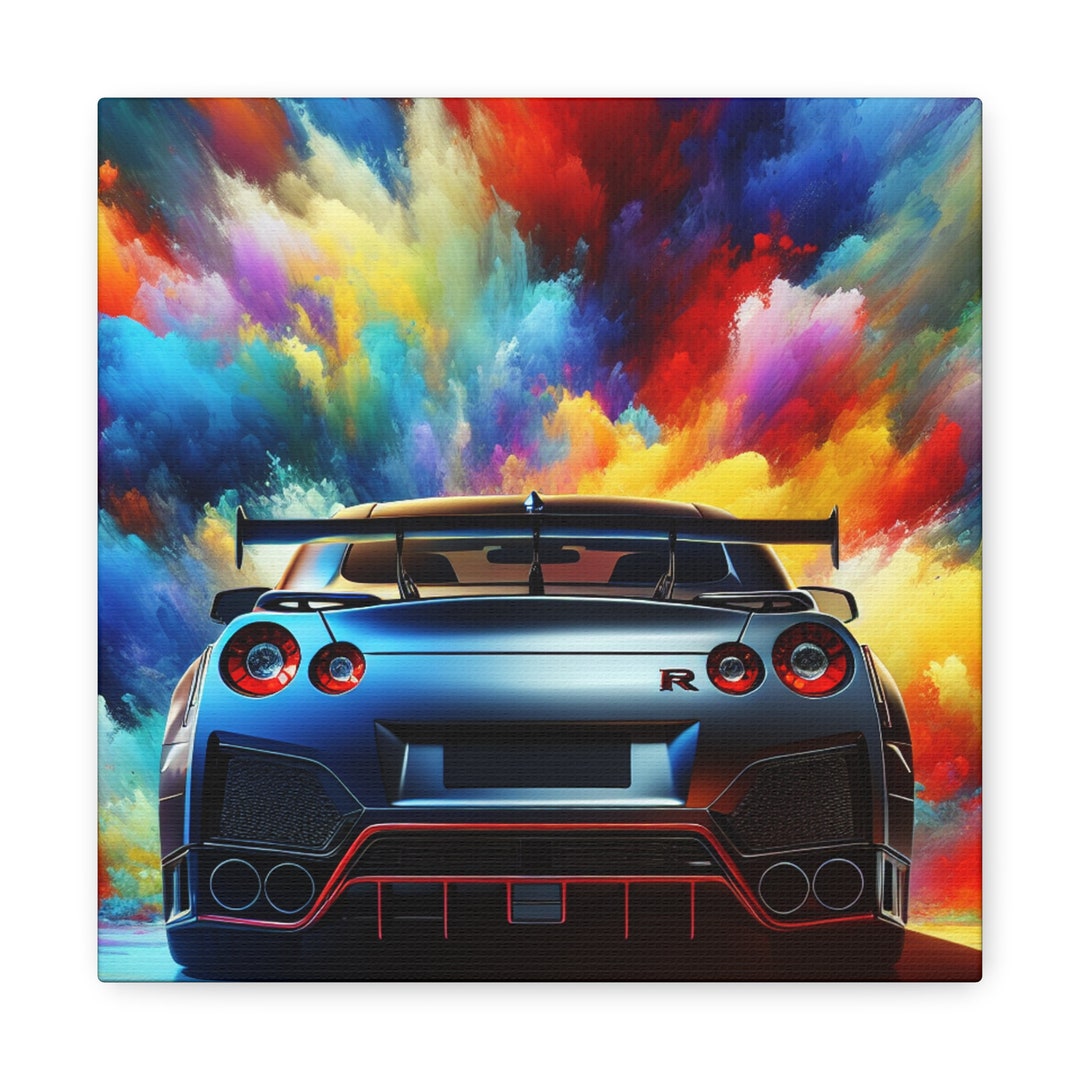 Nissan GT-R Car Wall Art, Modern Home Decor Interior, Large Canva ...