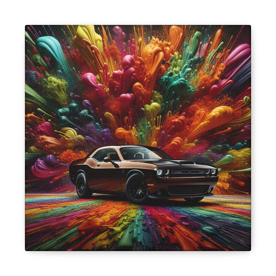 Dodge Challenger Car Wall Art, Modern Automotive Canva Painting, Home ...