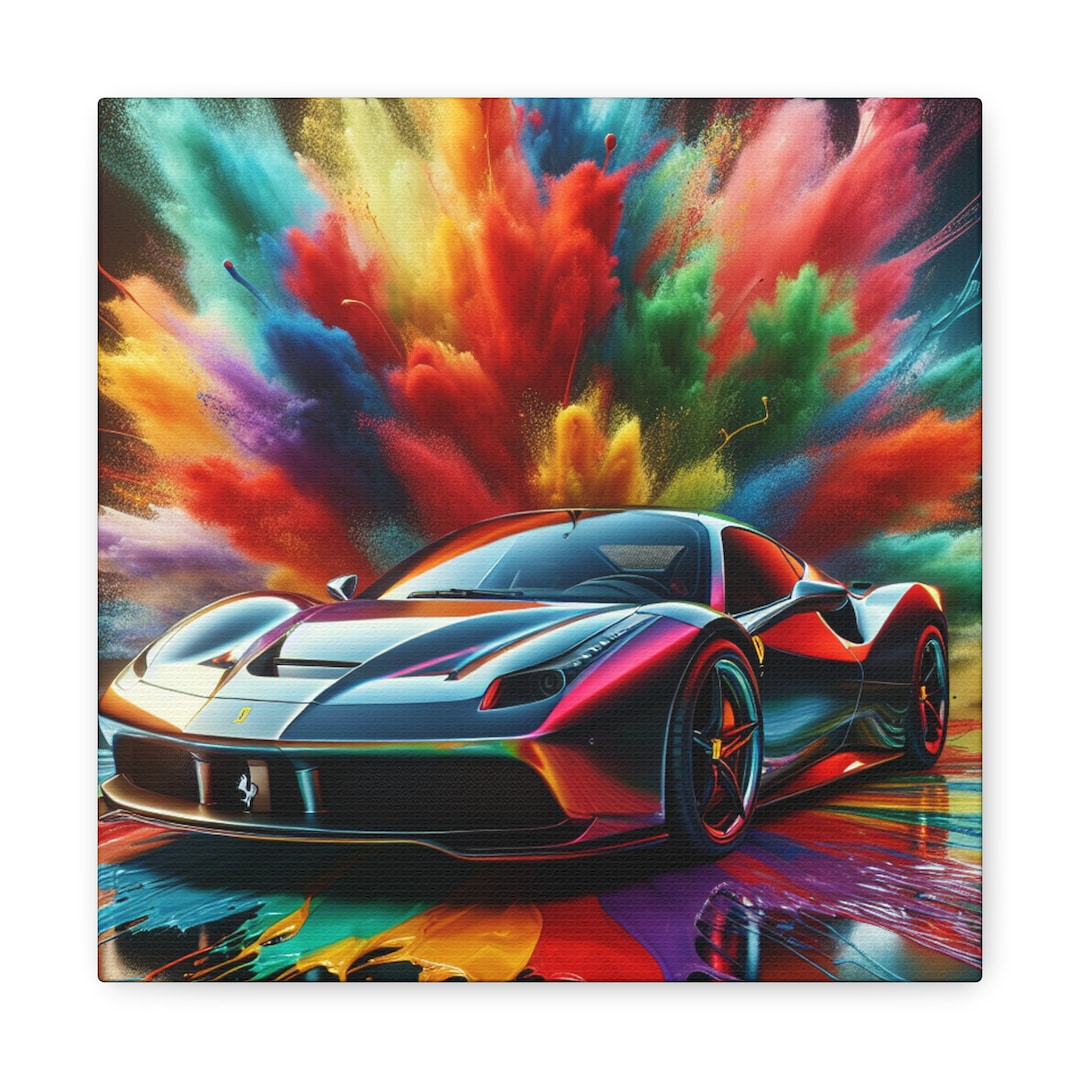 Ferrari Luxury Car Wall Art Canva Painting Handmade Contemporary Home ...