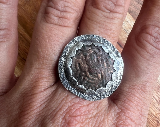 Ancient Indian Copper Coin Ring in Sterling Size 9 - Etsy