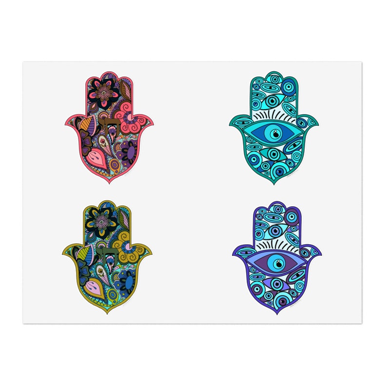 Hamsa, Yad, Jewish Hand, Chai, Evil Eye Sticker Variety Sheets, - Etsy