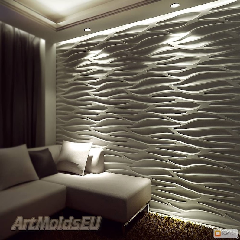 3D Panel Mold for Gypsum, Plaster or Concrete Tile for Decorative Wall Panels 'cascade' - Etsy