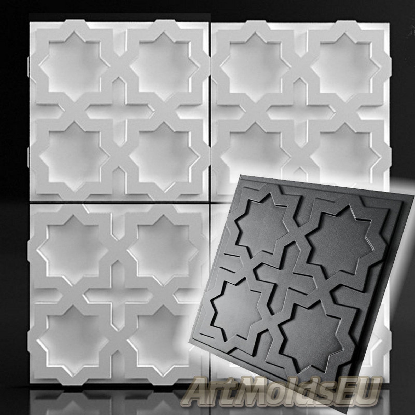 3D Panel Mold for Gypsum, Plaster or Concrete Tile for Decorative Wall ...