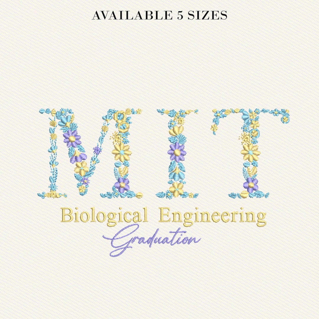 Custom College Floral Letter Embroidered Design (digital File) - Etsy