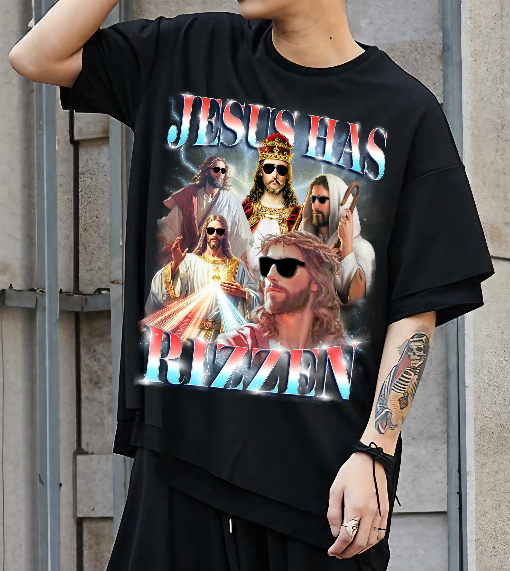 Digital File Jesus Has Rizzen PNG Retro 90s Graphic Bootleg Shirt ...