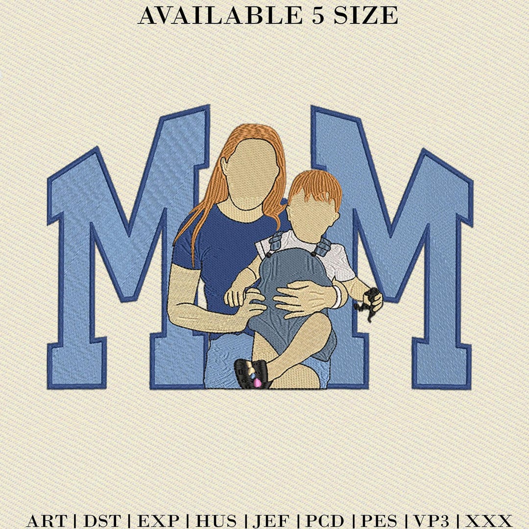 Custom Embroidered Mom Portrait, Photo Embroidery File (digital File ...