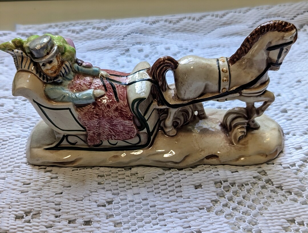 Vintage Ceramic Christmas Sleigh Accent Decor by Obyron Molds - Etsy