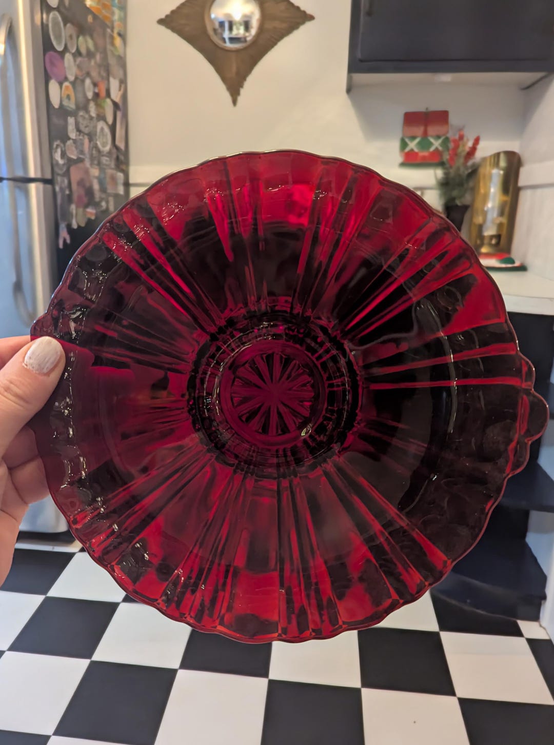 Anchor Hocking Ruby Red Vintage Glass Plate Trinket Dish Decor - Etsy