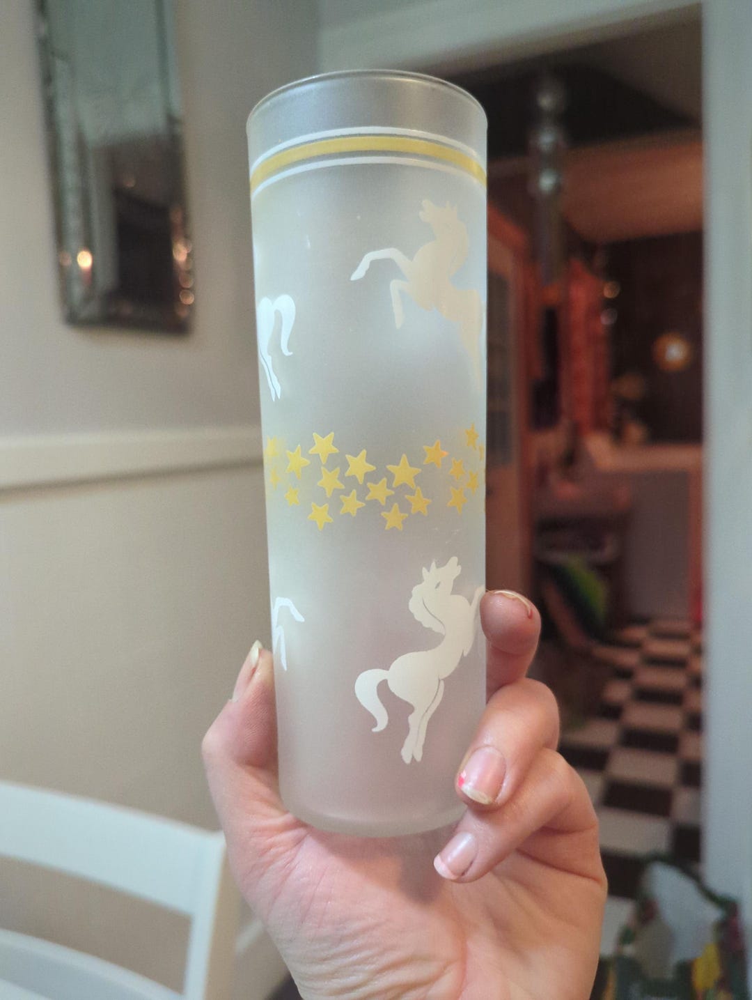 Unicorn Horse Frosted Vintage Libby Glassware Vase Drinking Glass - Etsy