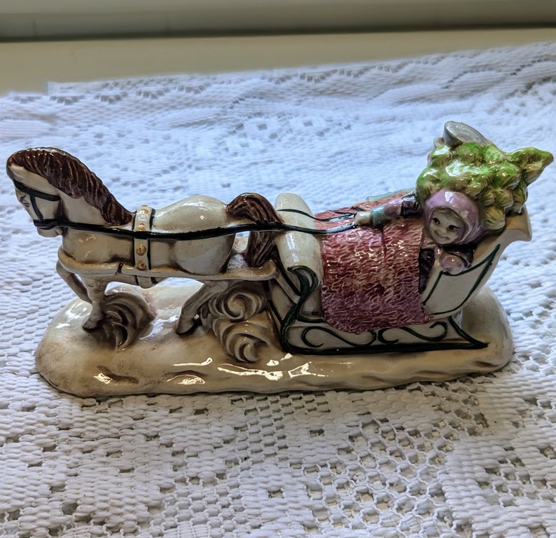 Vintage Ceramic Christmas Sleigh Accent Decor by Obyron Molds - Etsy