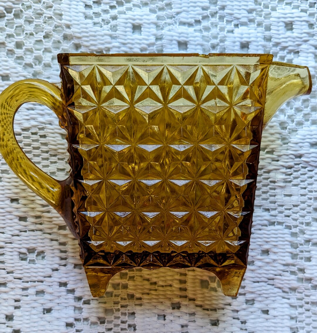 Vintage Amber Cut Glass Creamer Kitchen Decor - Etsy