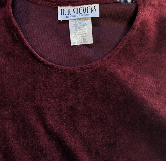 Vintage 90s 70s 60s Style RJ Stevens Velvet Burgundy … - Gem
