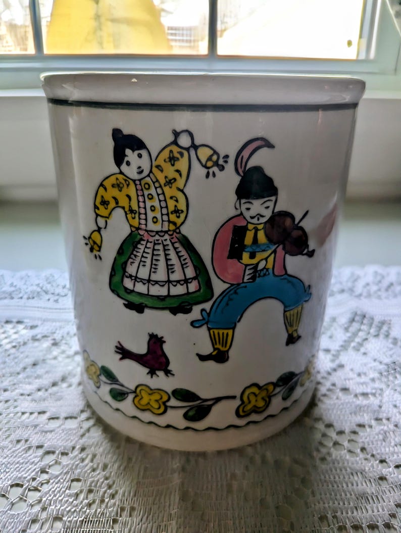 Farmhouse Folklore Country Kitchen Vintage Decor Crock Utensil Holder ...