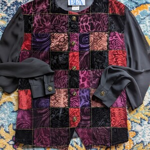 Vintage Velvet 80s-90s Patchwork Sheer Eclectic Blouse Women's M - Etsy
