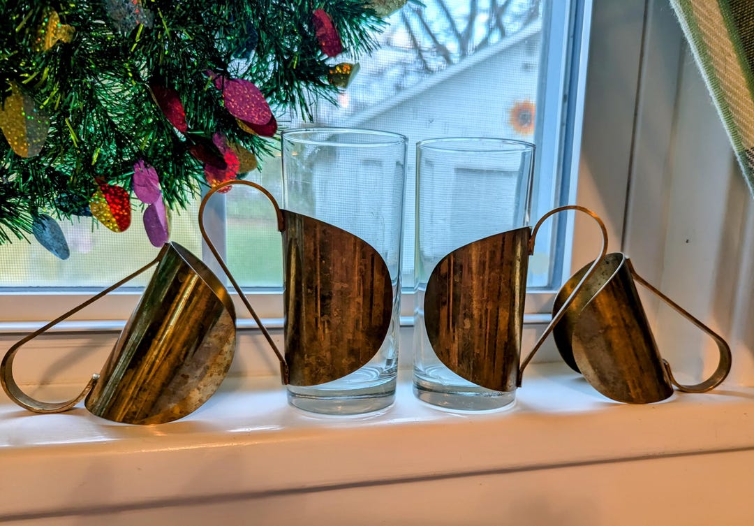 MCM Danish Hot Toddy Glasses With Gold Brass Handles - Etsy