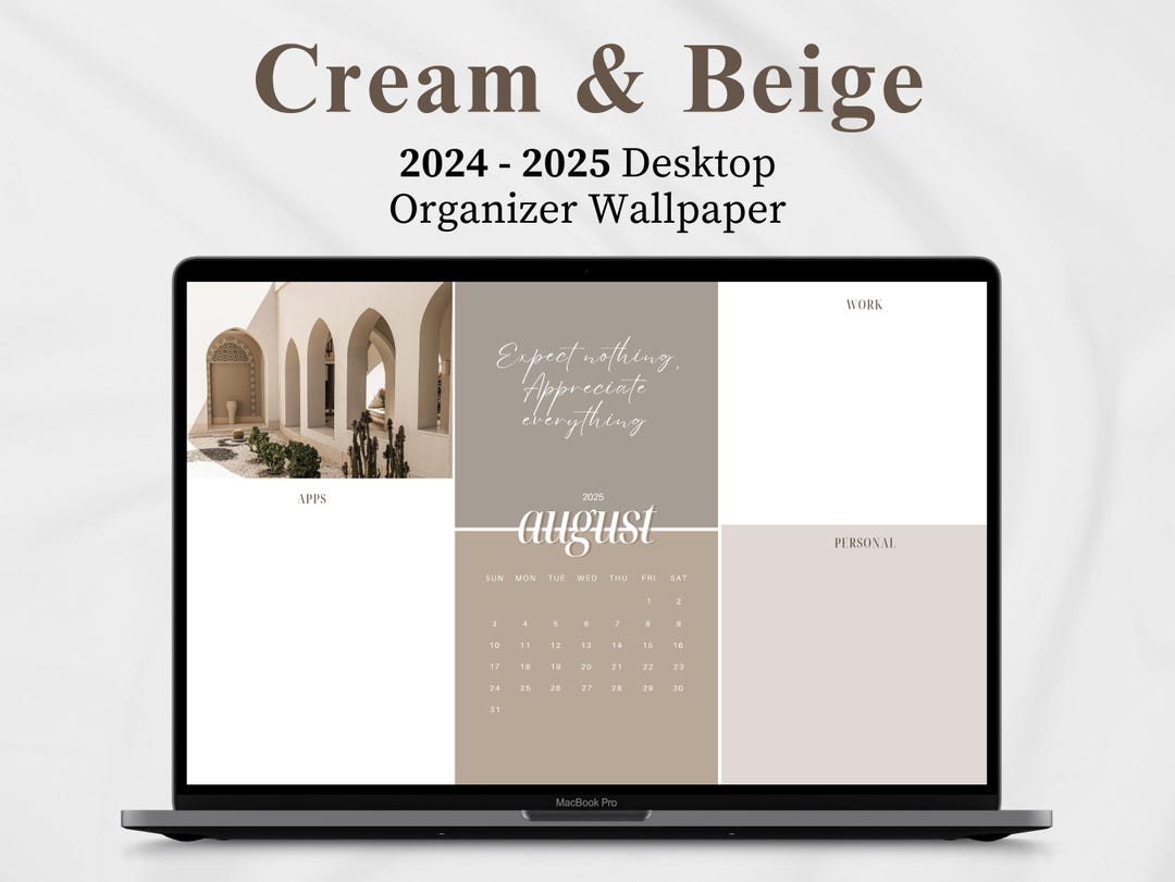 2025 Desktop Wallpaper Calendar | Neutral Beige Minimalist Monthly ...