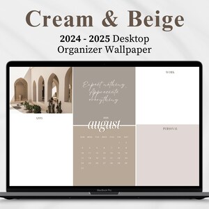 2025 Desktop Wallpaper Calendar | Neutral Beige Minimalist Monthly ...