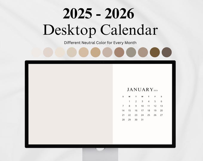 2026 Calendar Desktop Wallpaper Organizer: Minimalist Design (digital ...