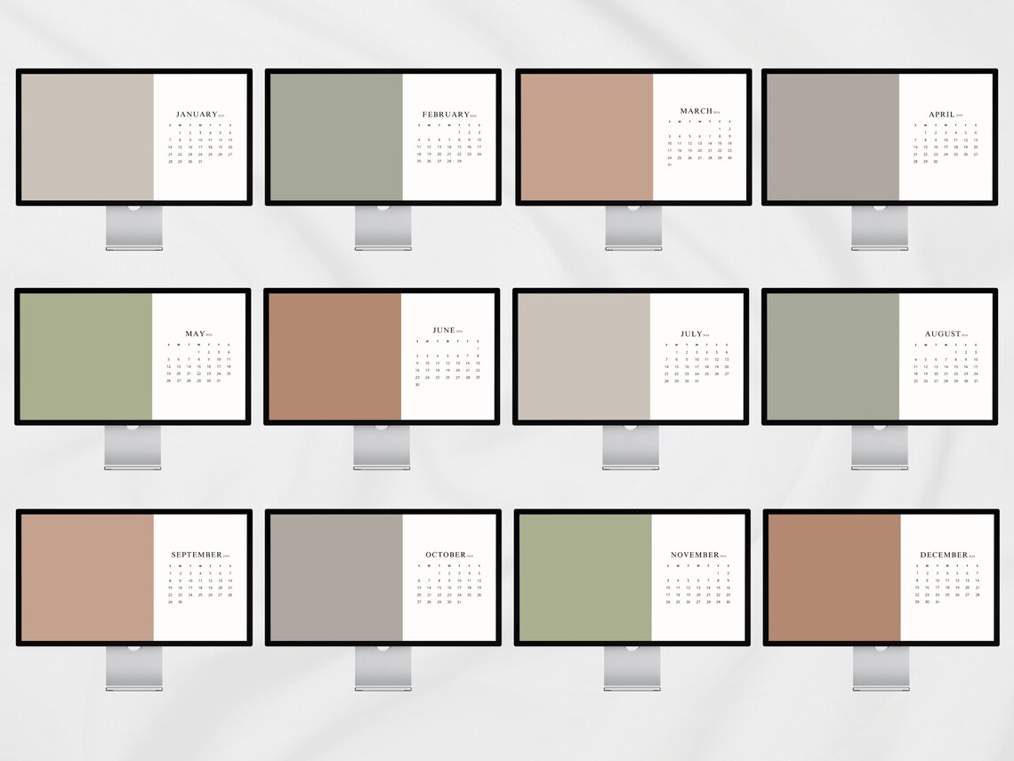 Desktop Wallpaper Calendar Digital Desktop Calendar Aesthetic Wallpaper ...