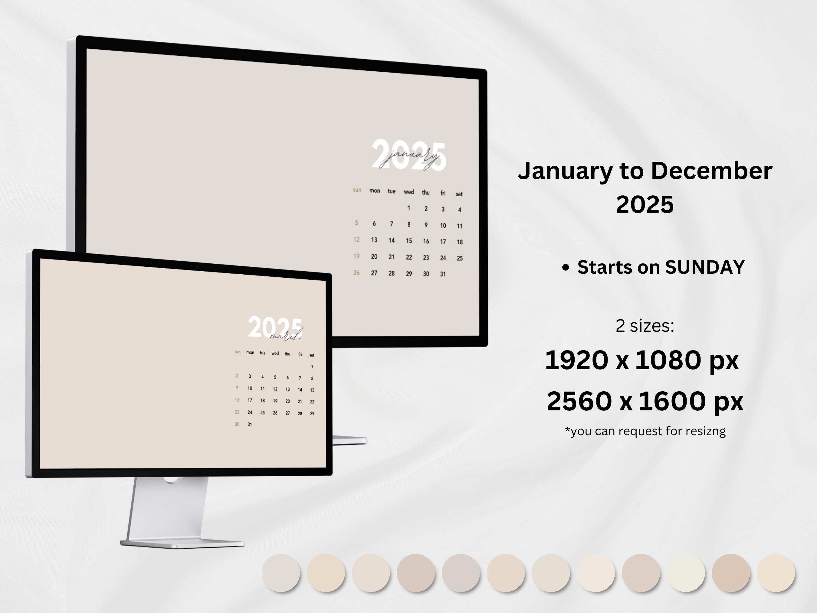 2025 Desktop Wallpaper Calendar | Neutral Colors Digital Desktop ...