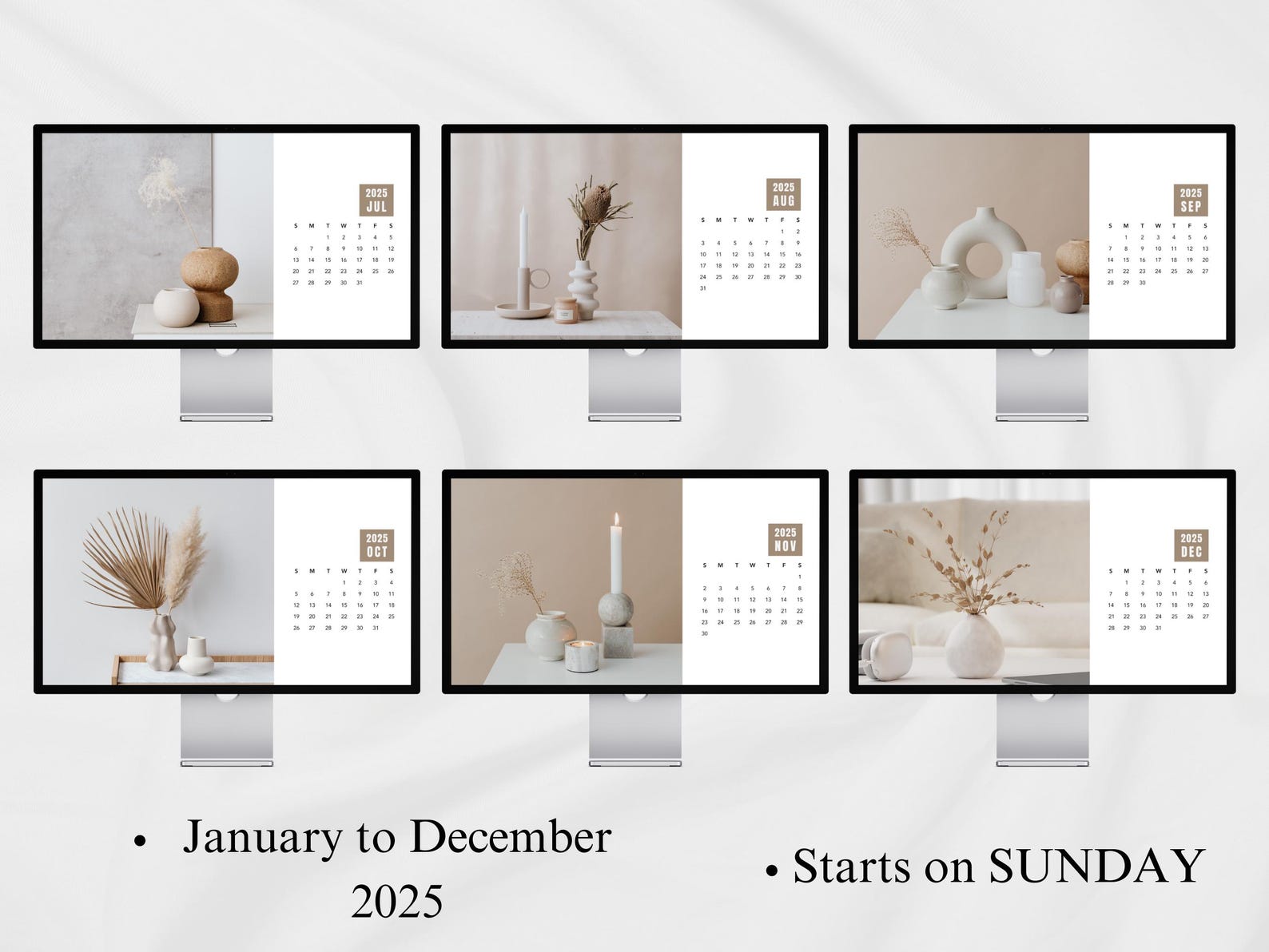 2025 Desktop Wallpaper Calendar | Digital Desktop Organizer Neutral ...