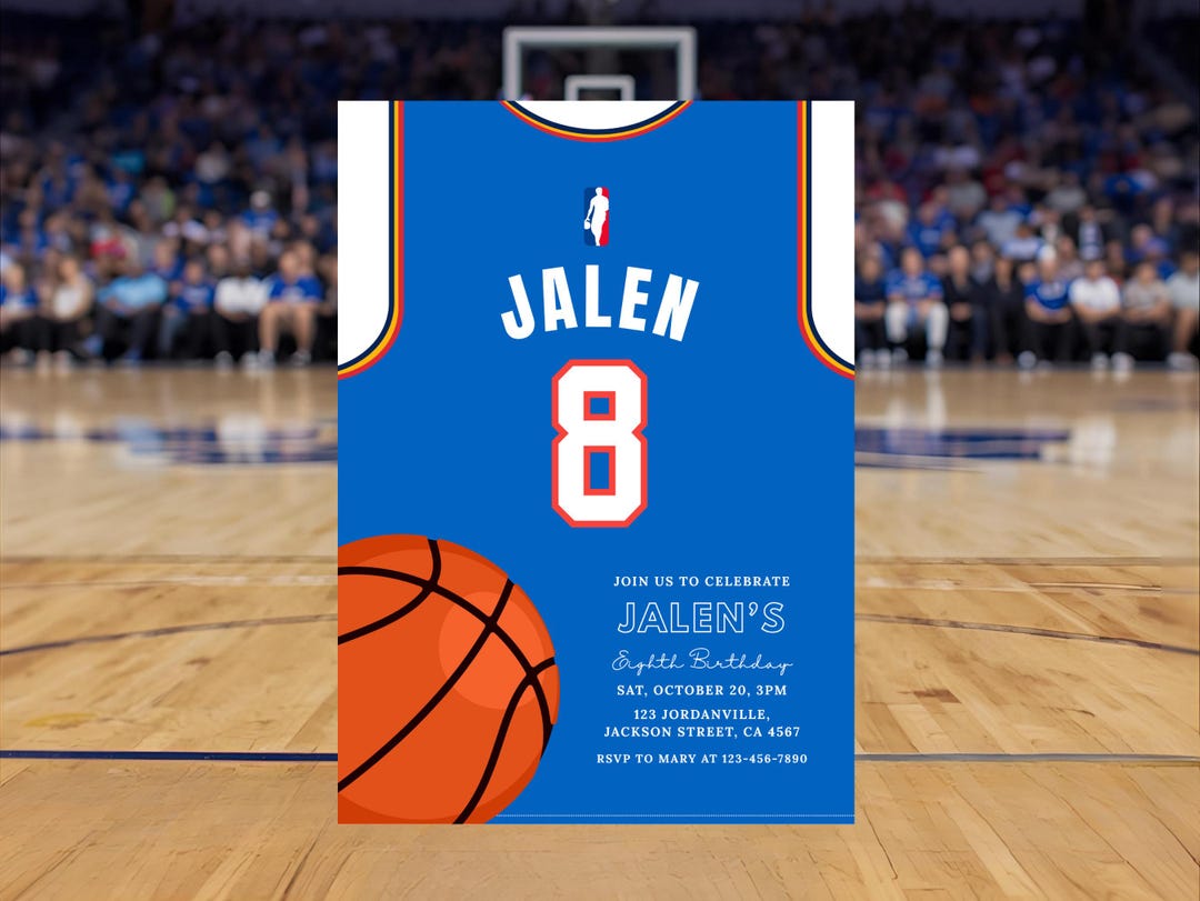 OKC Thunder Basketball Birthday Invitation Template Printable Kids ...