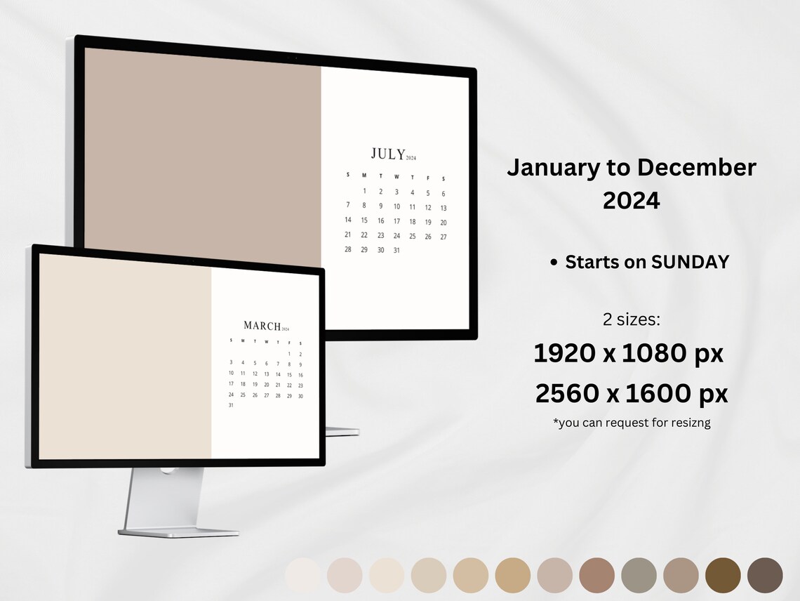 Desktop Wallpaper Calendar Digital Desktop Calendar Aesthetic Wallpaper ...