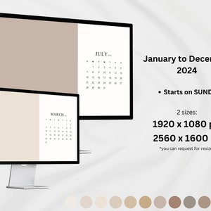 Desktop Wallpaper Calendar Digital Desktop Calendar Aesthetic Wallpaper ...