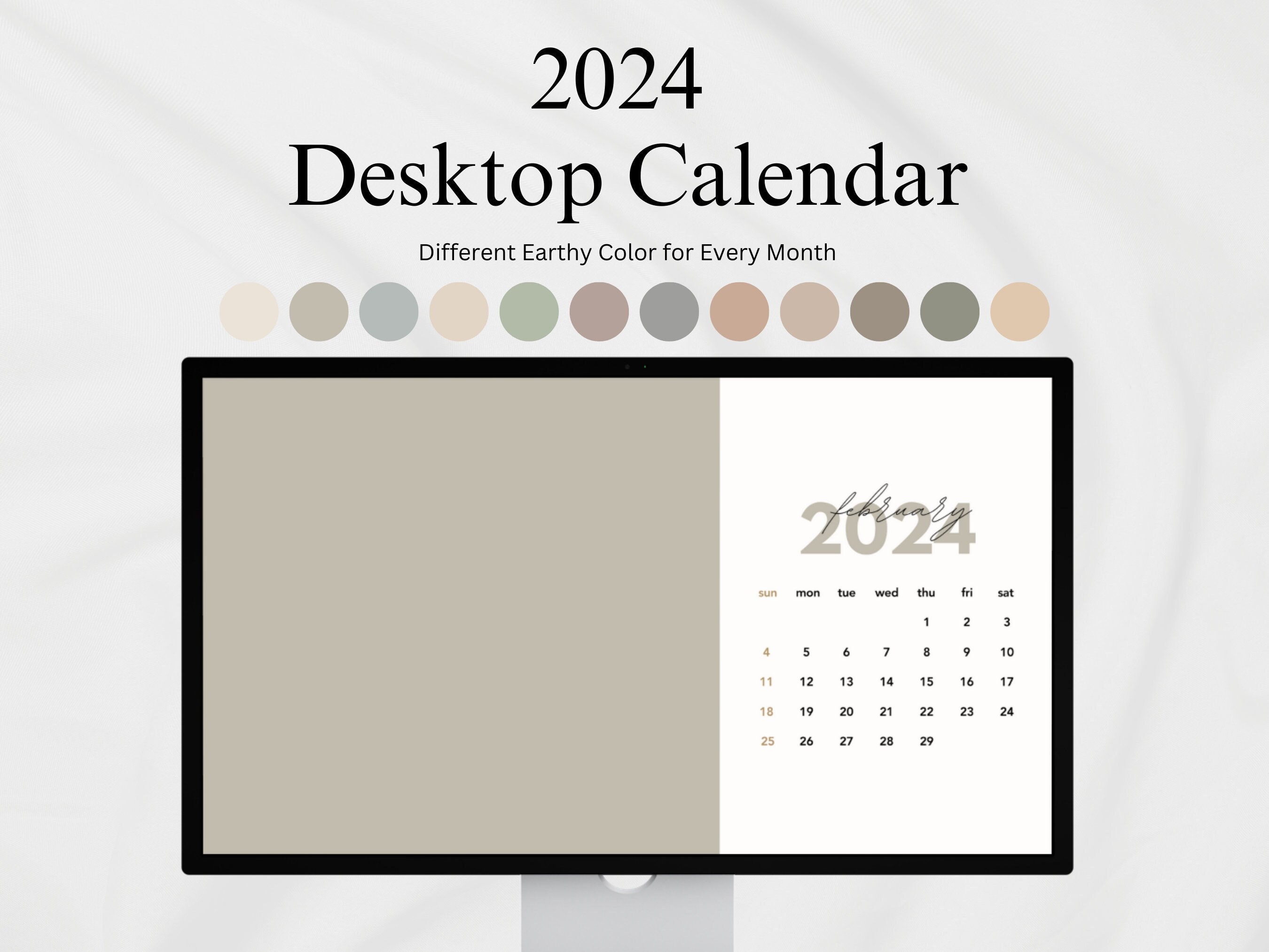 Desktop Wallpaper Calendar Digital Desktop Calendar Aesthetic Wallpaper ...