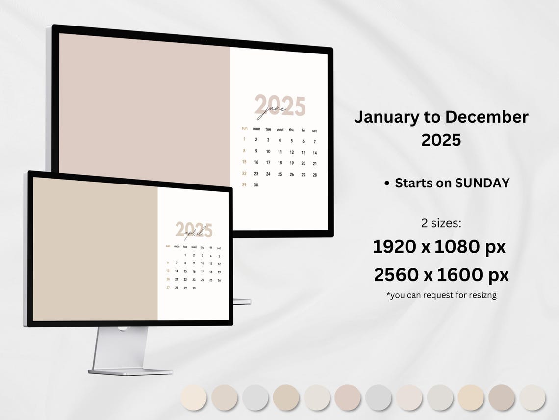 2025 Desktop Wallpaper Calendar | Digital Desktop Organizer Aesthetic ...