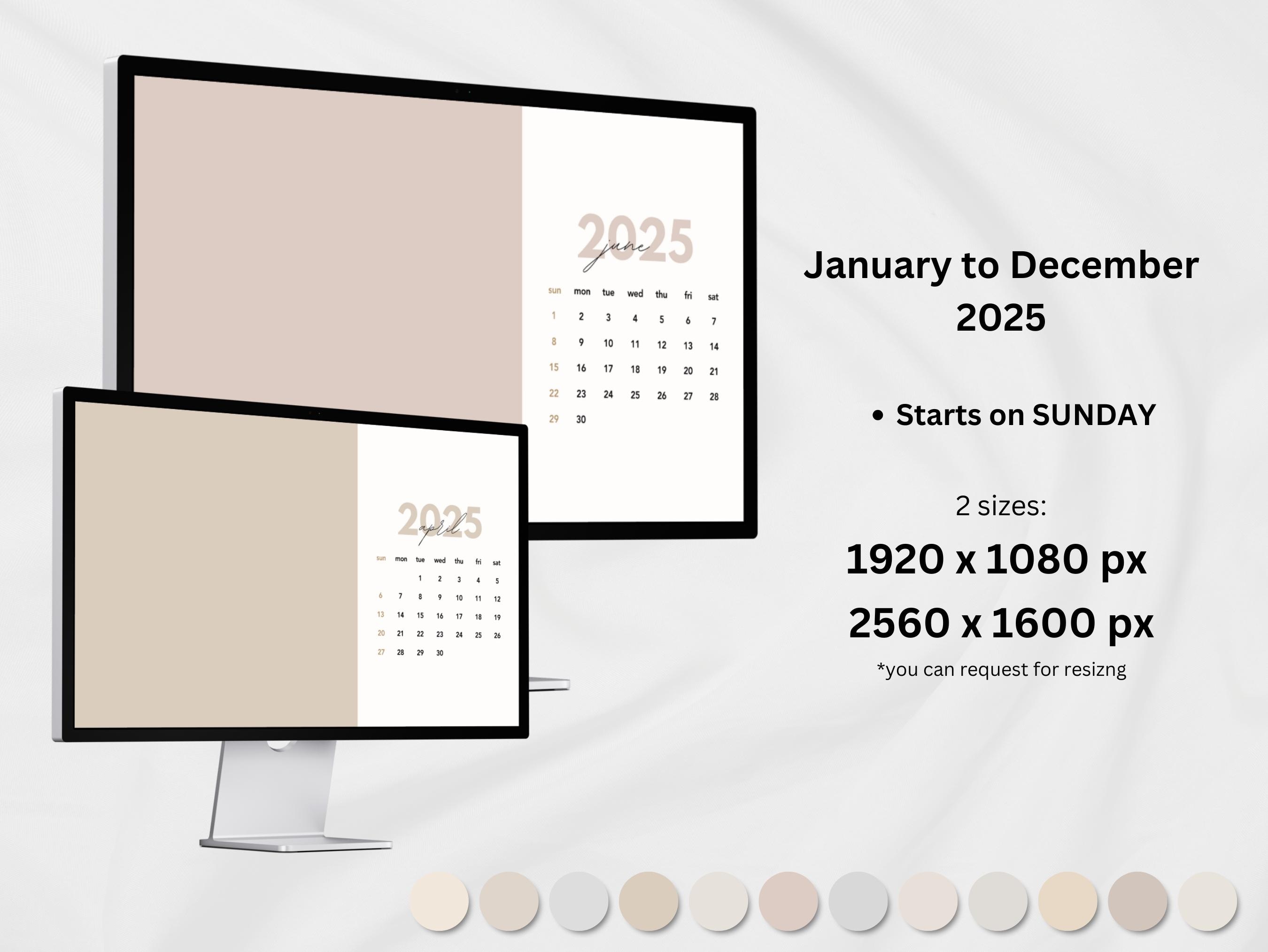 2025 Desktop Wallpaper Calendar | Digital Desktop Organizer Aesthetic ...