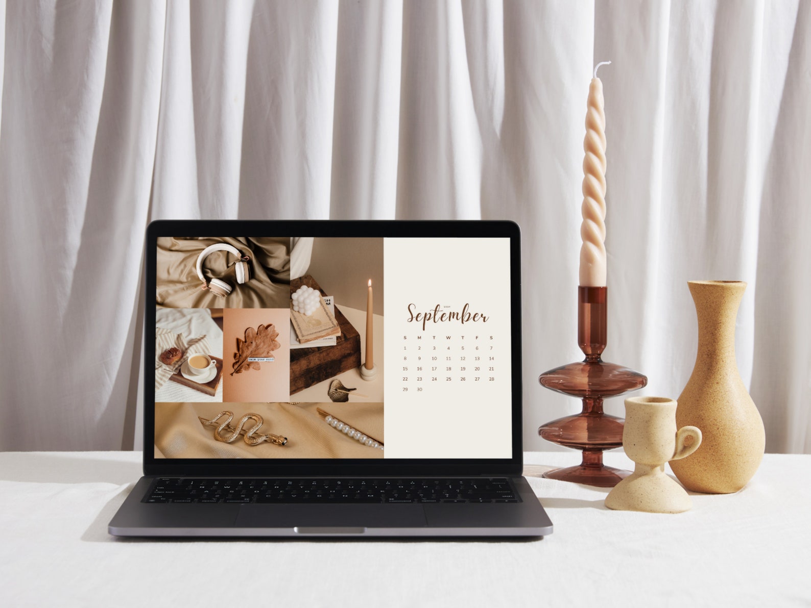 2026 Desktop Wallpaper Calendar Beige Aesthetic Desktop Calendar ...