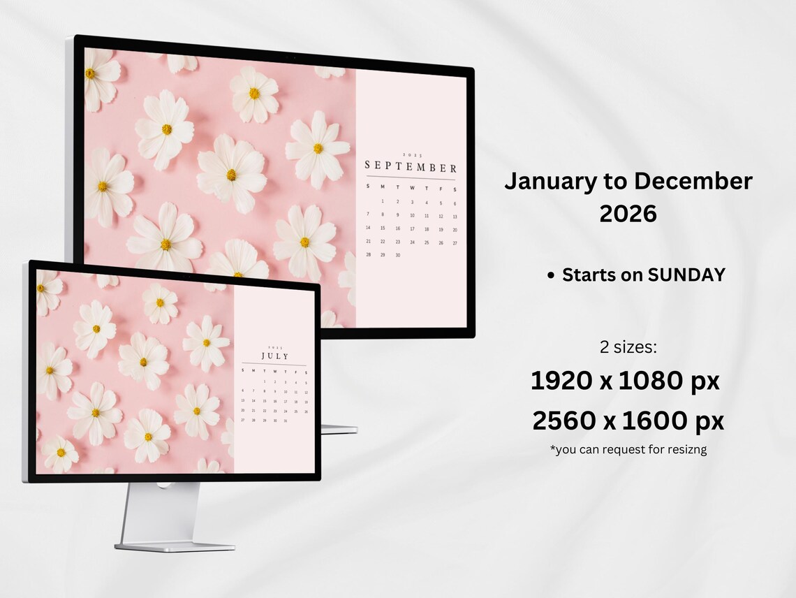 2026 Desktop Wallpaper Calendar | Digital Desktop Organizer MacBook ...