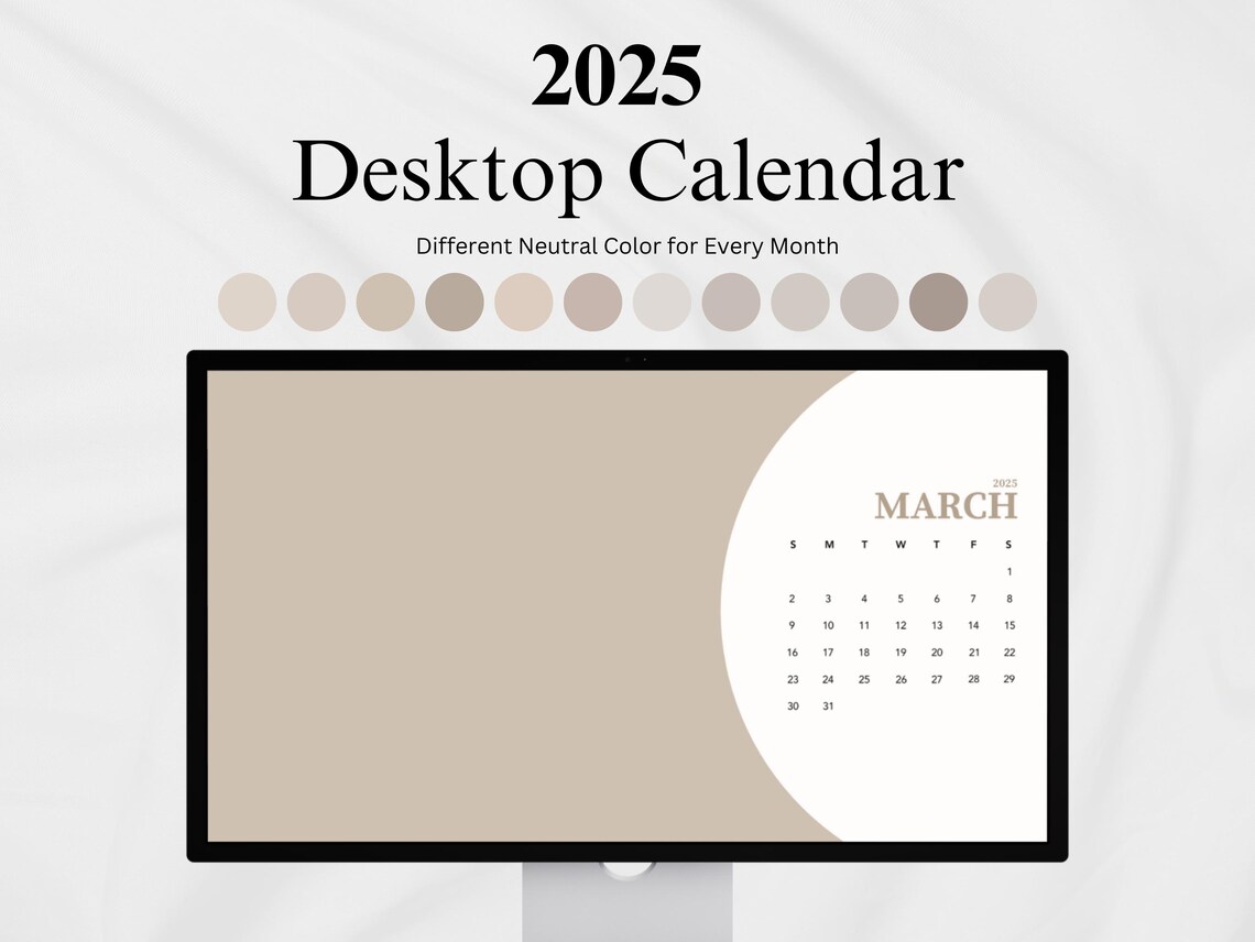 2025 Beige Desktop Calendar Wallpaper: Minimalist Organizer (digital ...