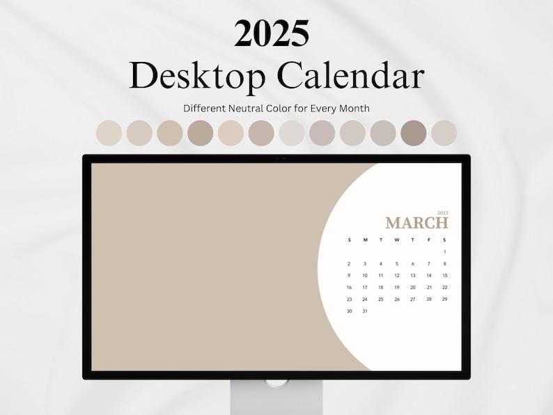 2025 Desktop Wallpaper Calendar | Beige Desktop Calendar Digital ...
