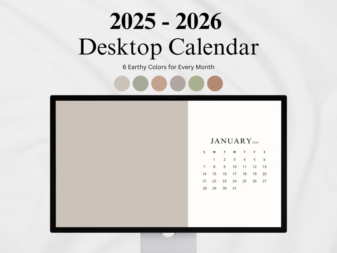 2025-2026 Desktop Wallpaper Calendar Digital Desktop Calendar Aesthetic ...