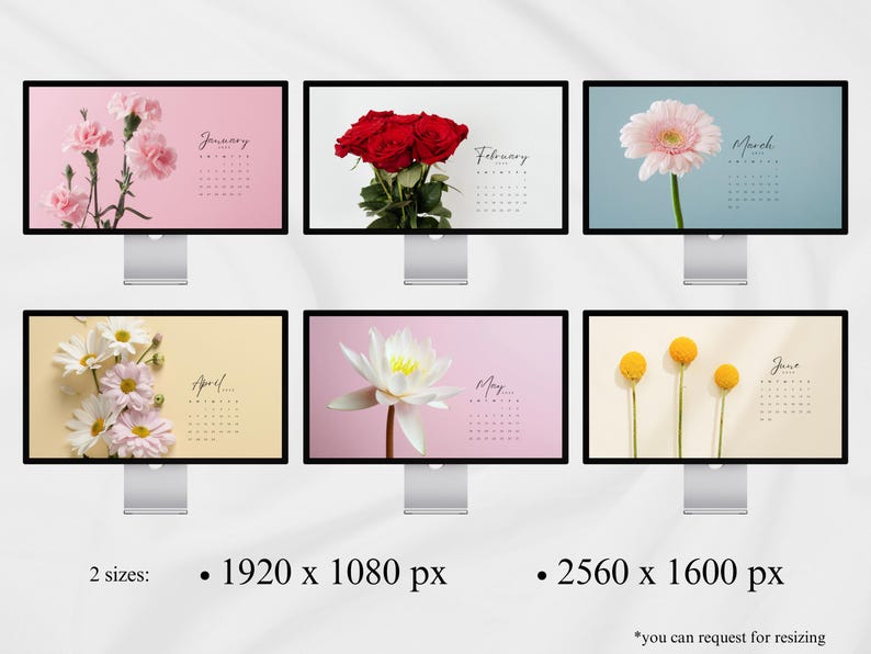 2025 Desktop Wallpaper Calendar | Flowers Wallpaper Desktop Organizer ...