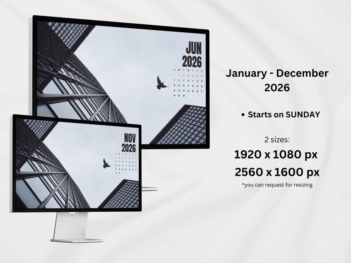 2026 Desktop Wallpaper Calendar | Digital Desktop Organizer Aesthetic ...