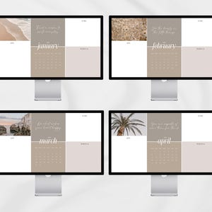 2025 Desktop Wallpaper Calendar | Neutral Beige Minimalist Monthly ...