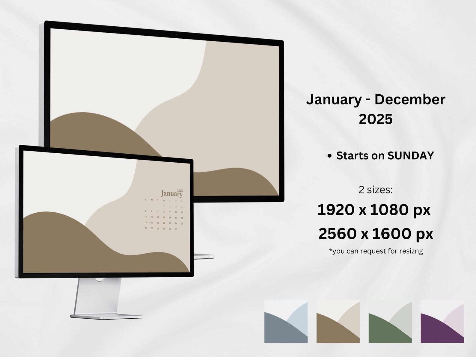 2025 Desktop Wallpaper Calendar | Digital Desktop Organizer Abstract ...