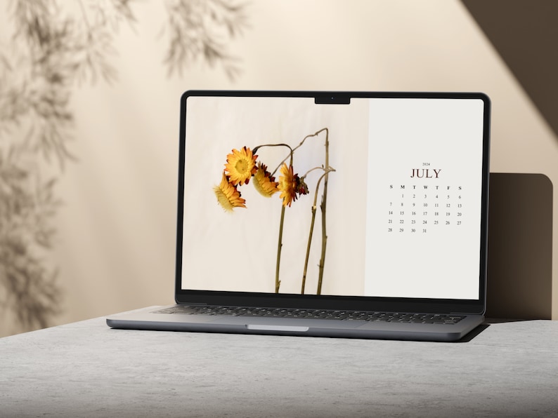2024 Desktop Calendar Wallpaper Dried Flowers Desktop Wallpaper ...