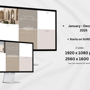 2025 Desktop Wallpaper Calendar | Neutral Beige Minimalist Monthly ...