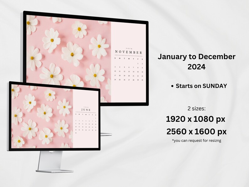 2024 Desktop Wallpaper Calendar Digital Desktop Organizer MacBook ...