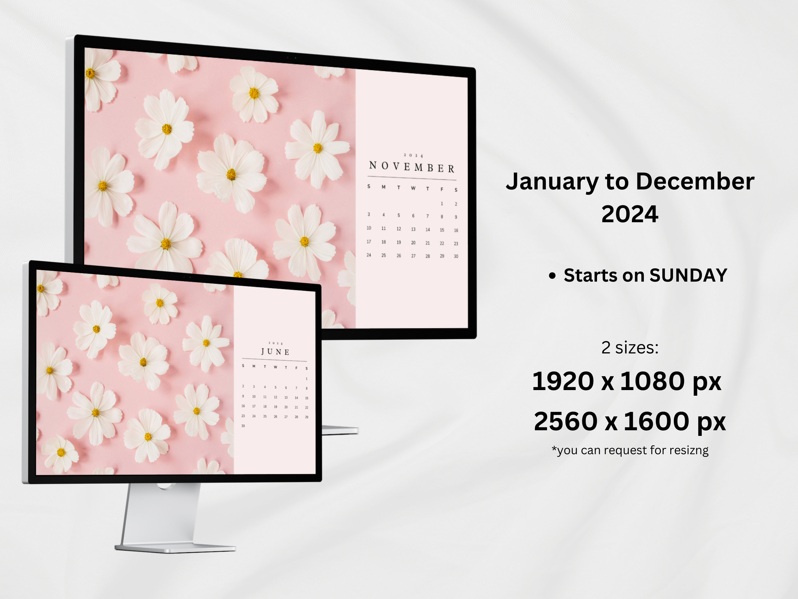 2024 Desktop Wallpaper Calendar Digital Desktop Organizer MacBook ...