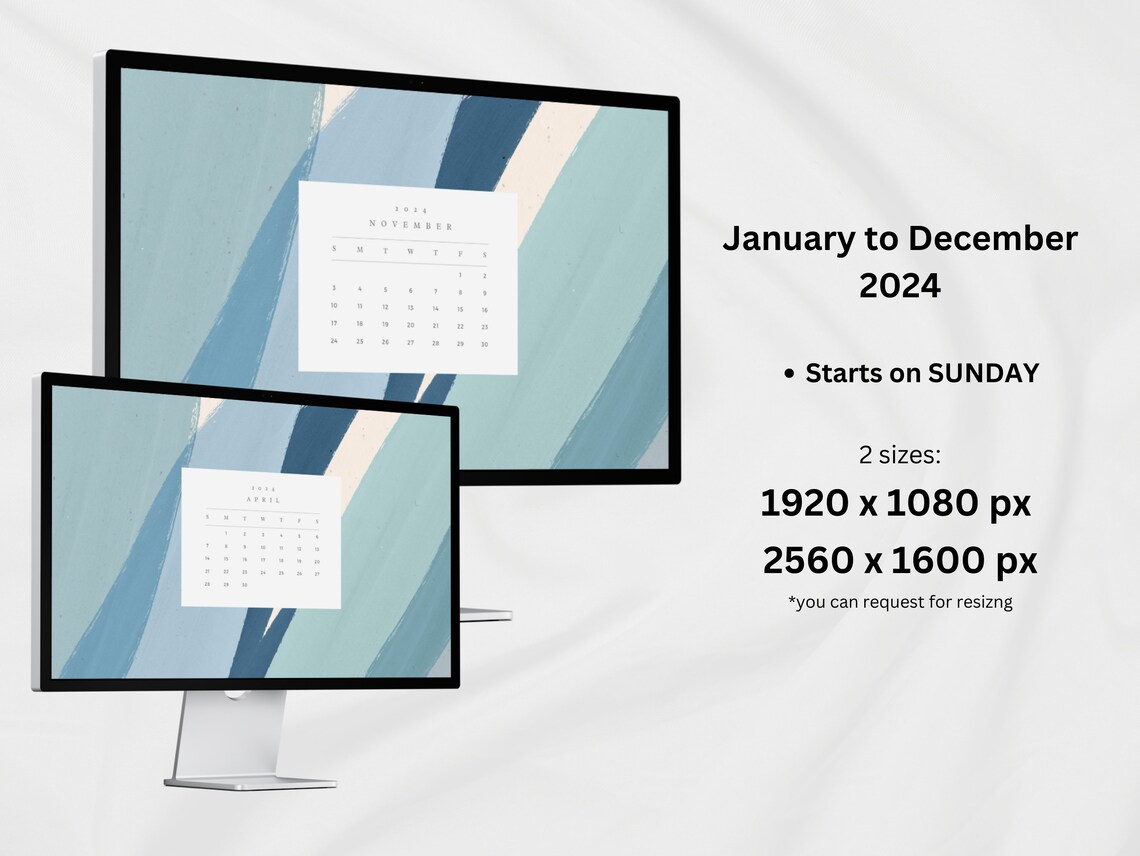 2024 Desktop Wallpaper Calendar Digital Desktop Organizer MacBook ...