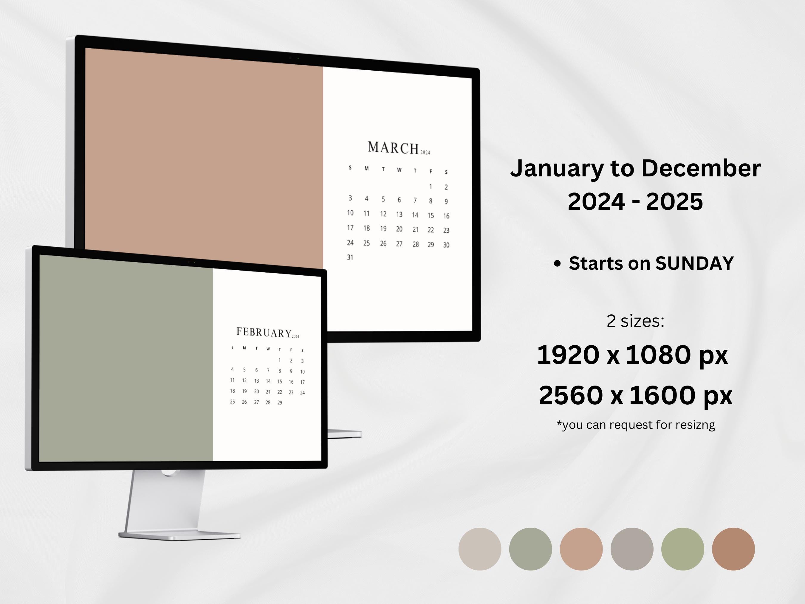 Desktop Wallpaper Calendar Digital Desktop Calendar Aesthetic Wallpaper ...