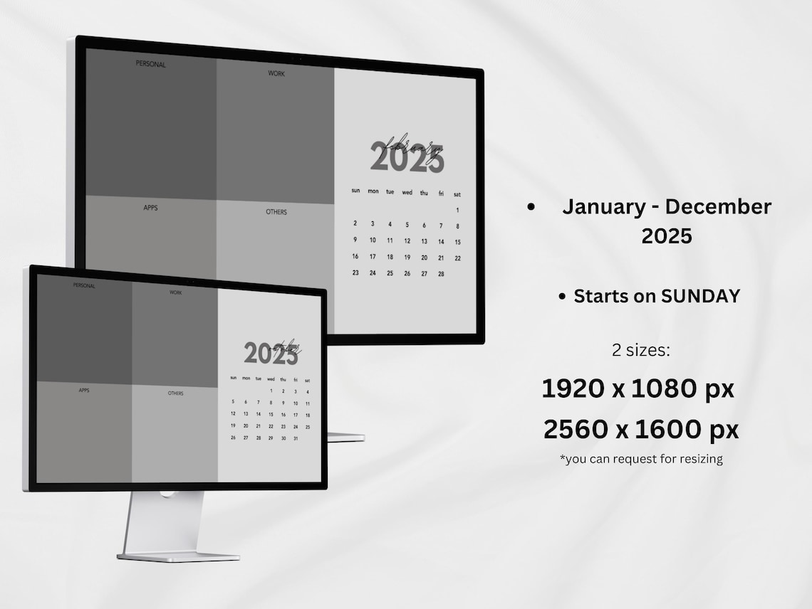 2025 Desktop Wallpaper Calendar | Desktop Organizer Neutral MacBook ...